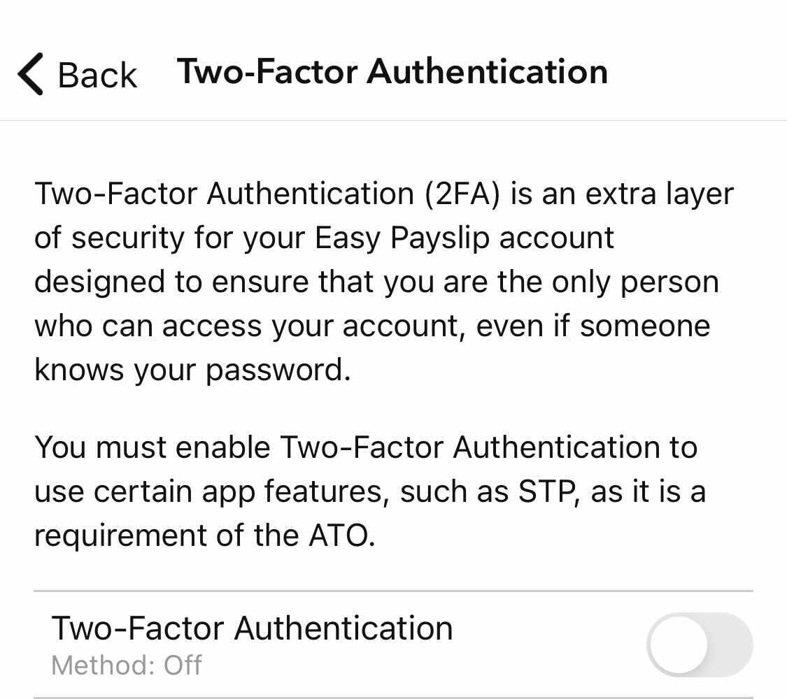 Enable & Disable Two Factor Authentication (2FA) – Support - Easy Payslip